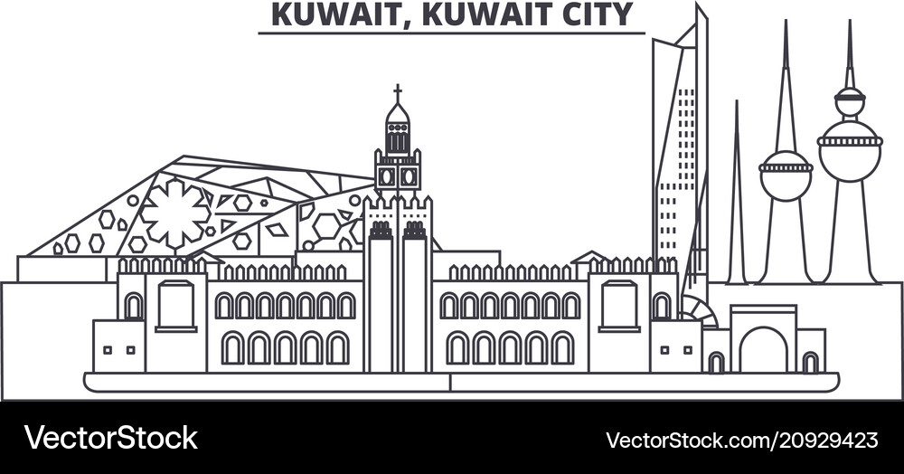 Kuwait kuwait city line skyline Royalty Free Vector Image
