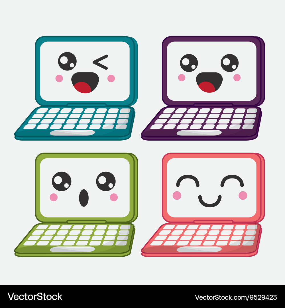 Laptop icon kawaii and technology graphic Vector Image