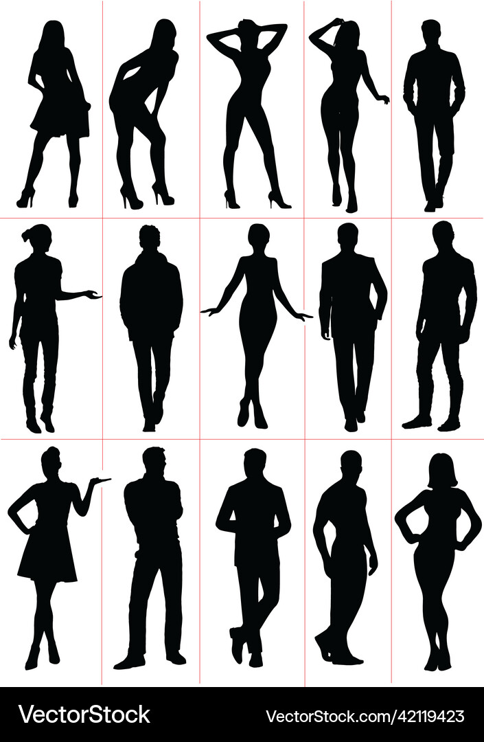 Men and women silhouette Royalty Free Vector Image
