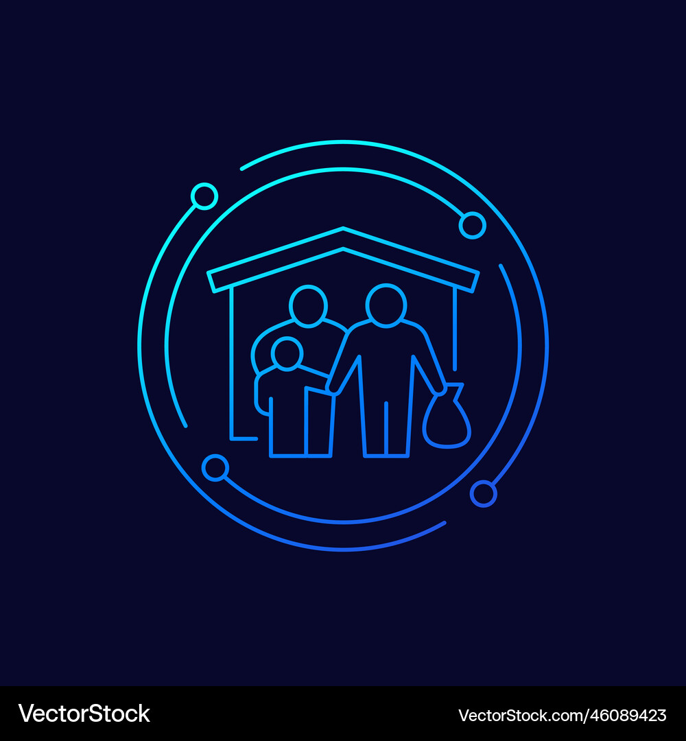 Refugee shelter line icon Royalty Free Vector Image