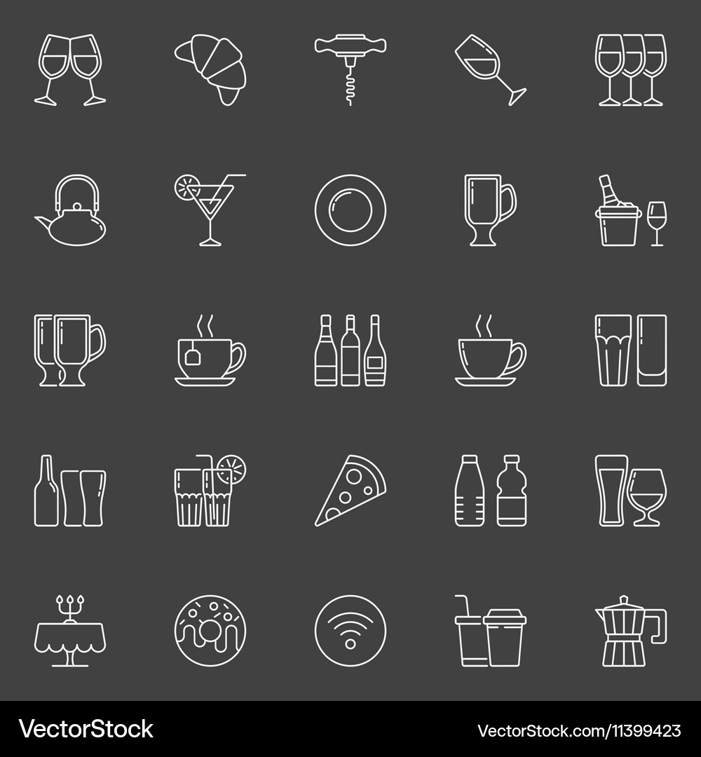 Restaurant and bar line icons Royalty Free Vector Image