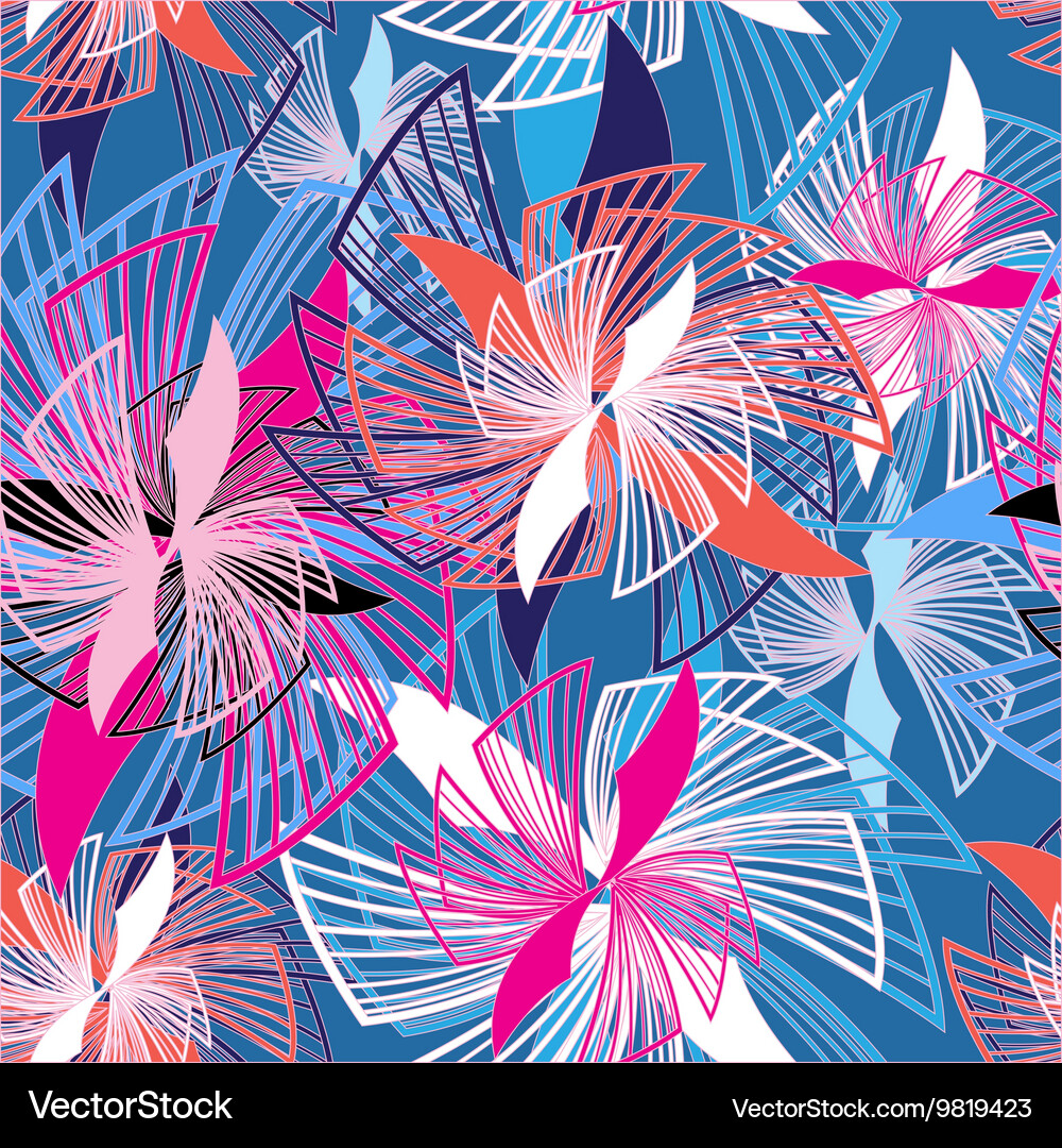 Seamless graphic pattern of flowers Royalty Free Vector