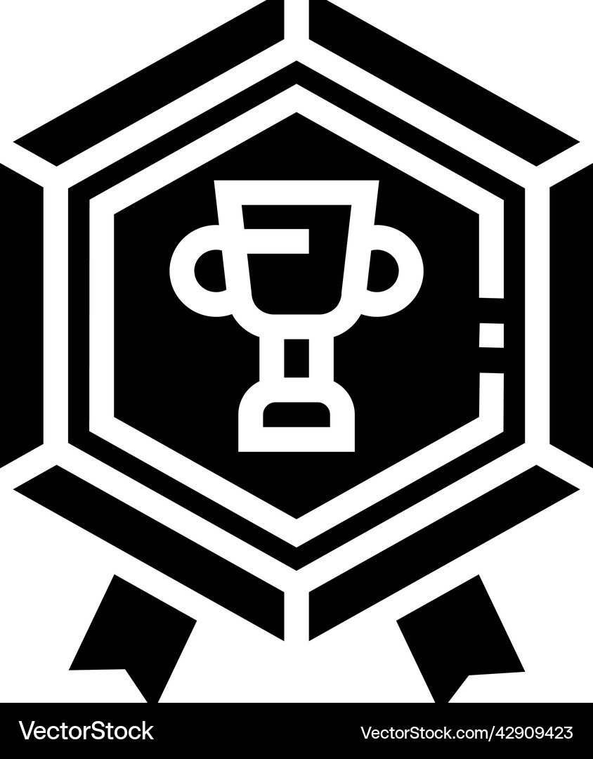 Video game level award with cup glyph icon Vector Image