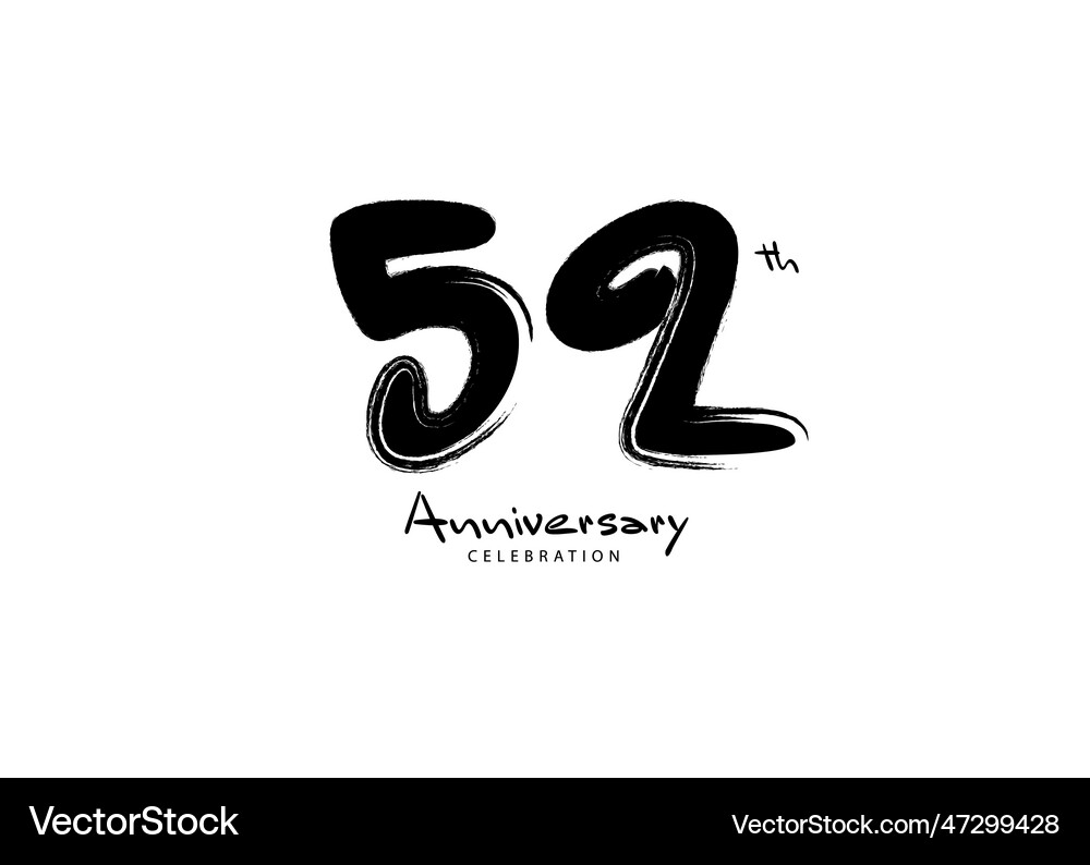 52 years anniversary celebration logo black Vector Image