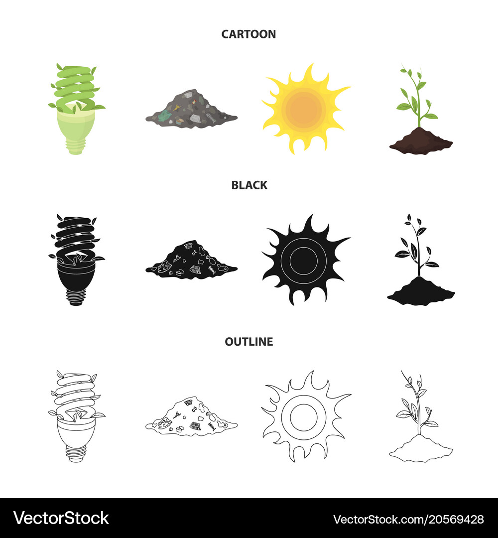 An ecological lamp the sun a garbage dump Vector Image