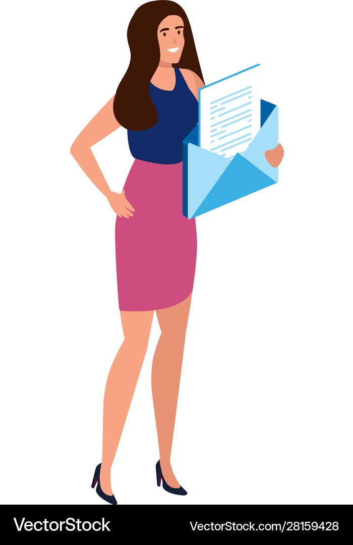 Beautiful woman with envelope mail Royalty Free Vector Image