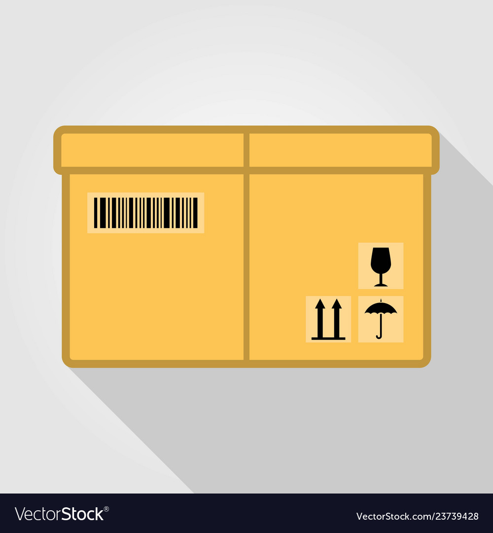 Cardboard box pack with handling packing icons Vector Image