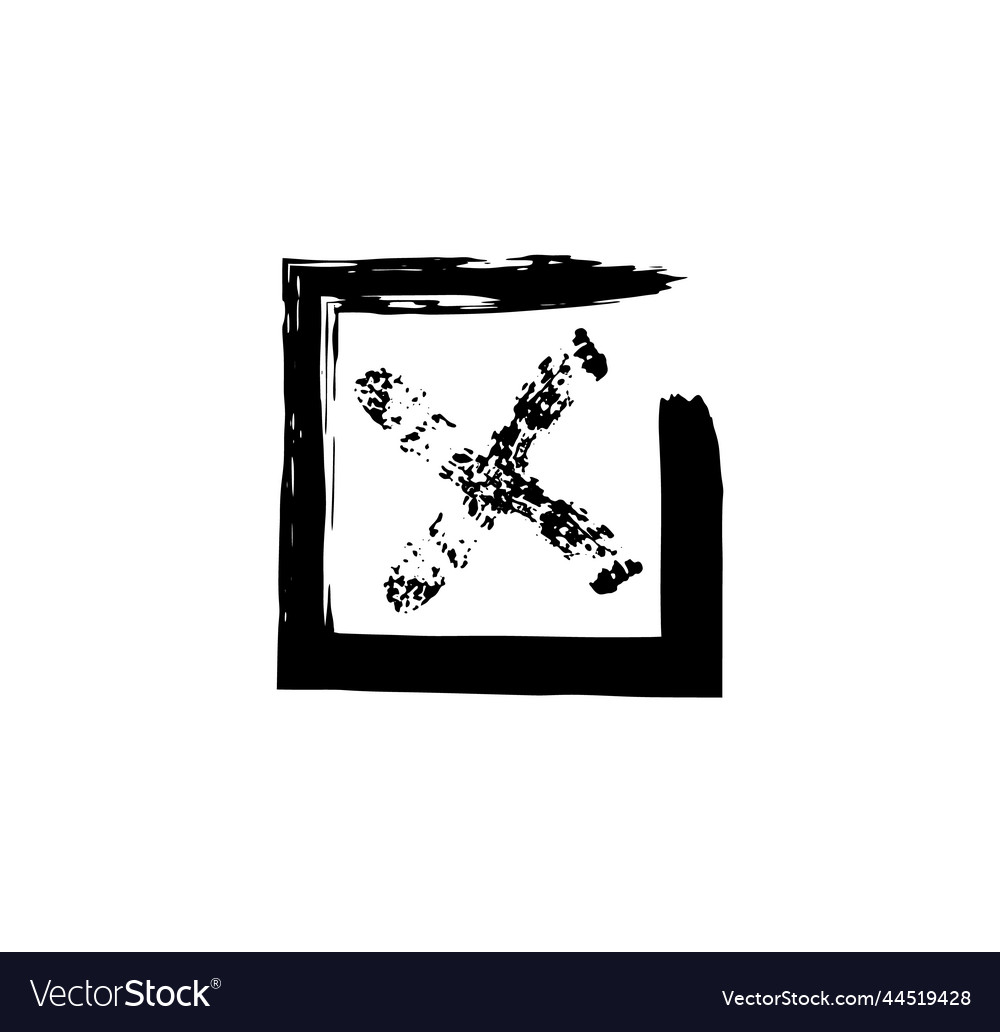 Checkbox check signs v x chalk and brush Vector Image