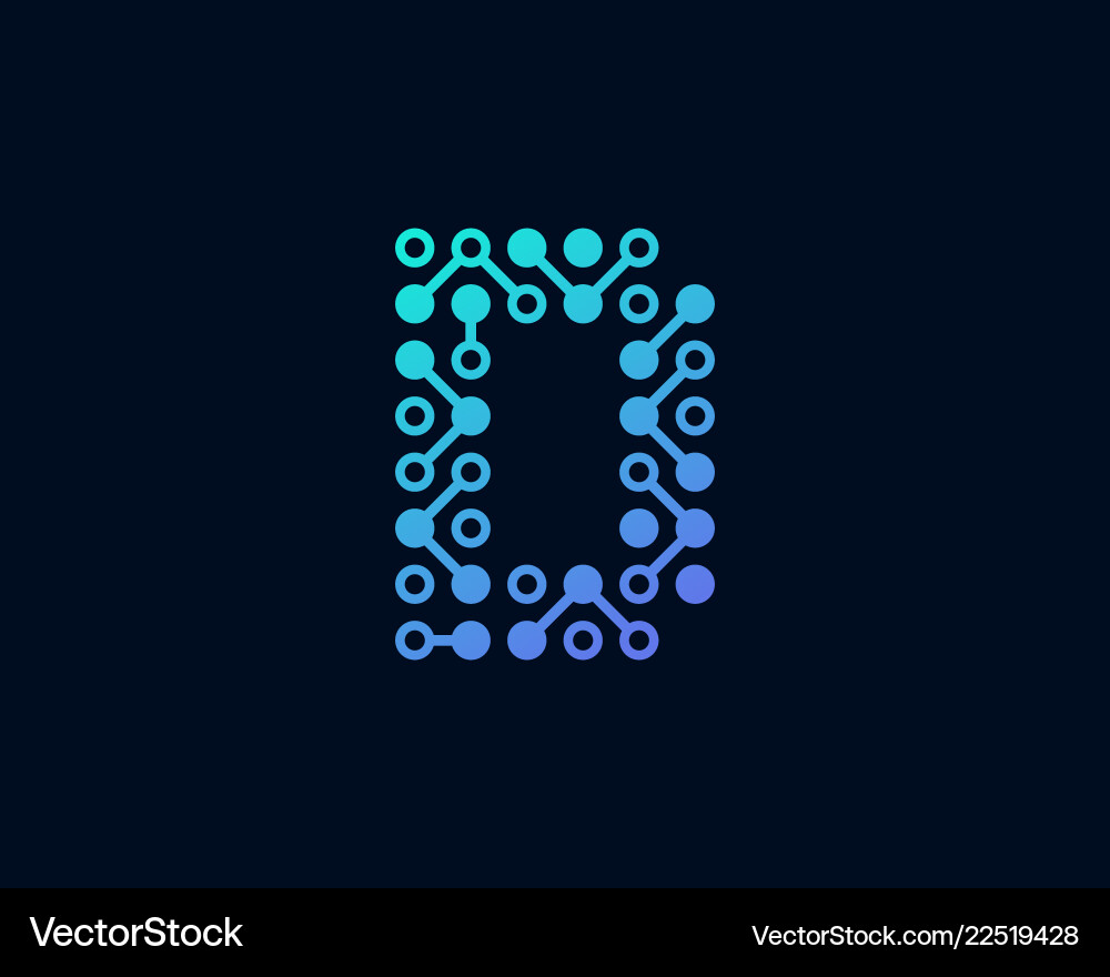 D circuit digital letter logo icon design Vector Image
