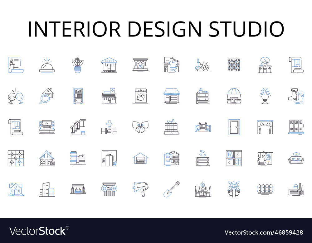 Interior design studio line icons collection Vector Image