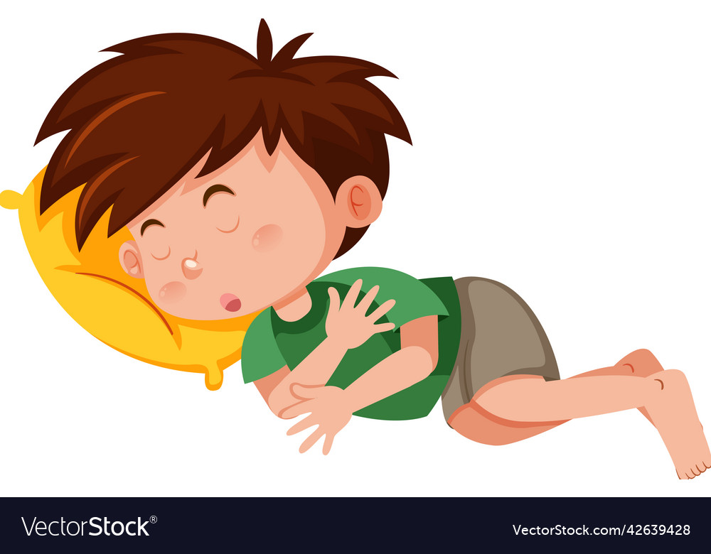 Little boy sleeping on a pillow Royalty Free Vector Image