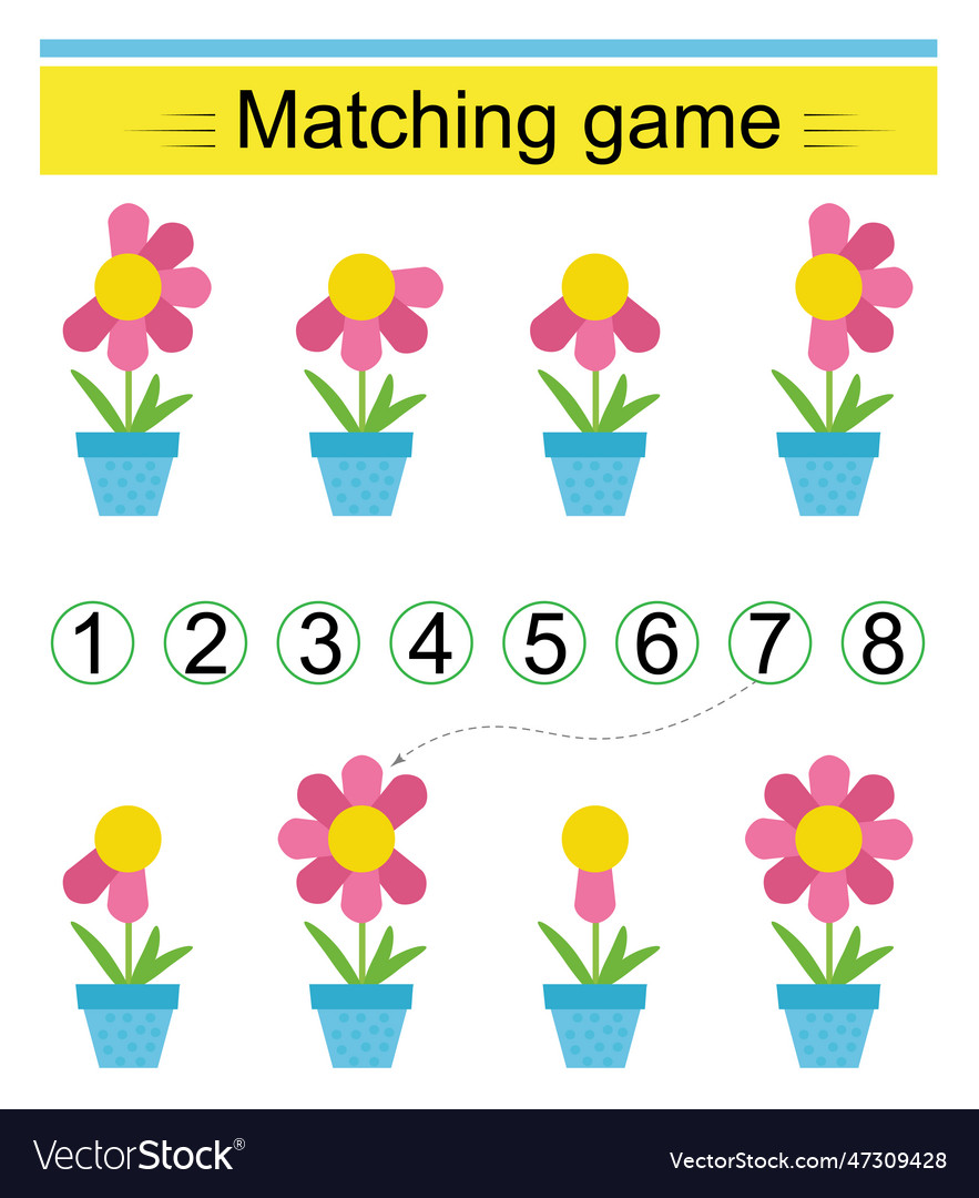 Math activity for kids matching game Royalty Free Vector