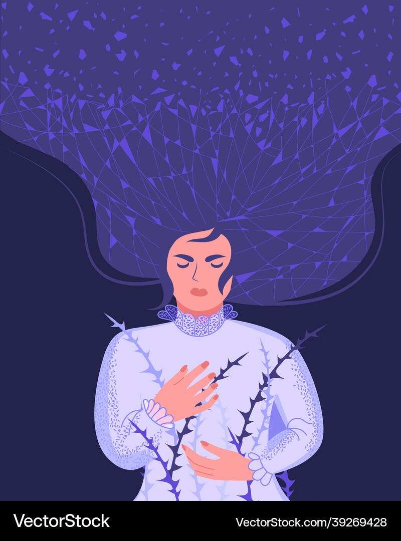 Mental disorder depression woman Royalty Free Vector Image