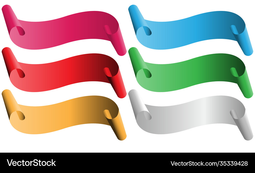 Paper banner curve set collection on white Vector Image
