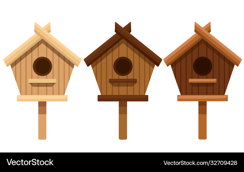 Set wooden bird house nesting box from Royalty Free Vector