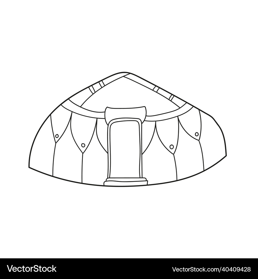 Simple coloring page yurt of nomads Royalty Free Vector
