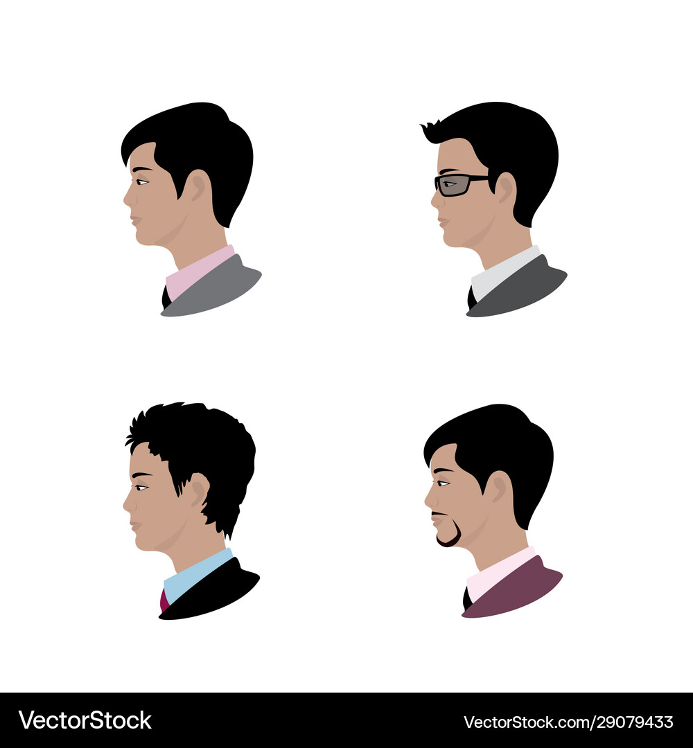 Asian man in profile isolated on white background Vector Image