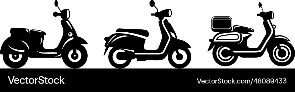 Black motorbike icon set simple Royalty Free Vector Image