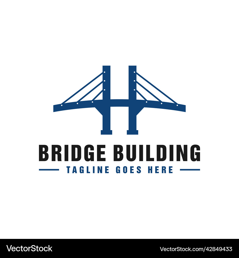 Bridge building logo with letter h – Royalty-Free Vector | VectorStock