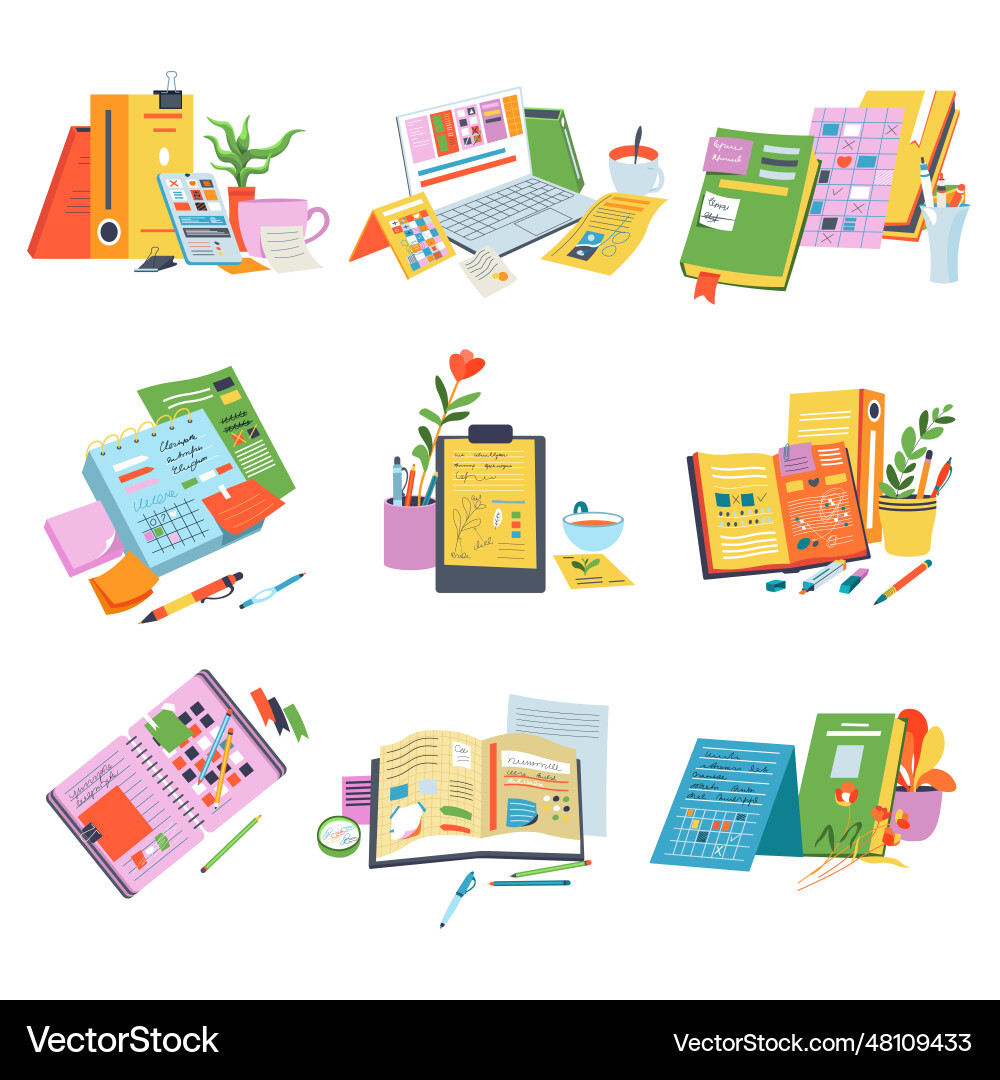 Calendars and planners organizers notebooks Vector Image
