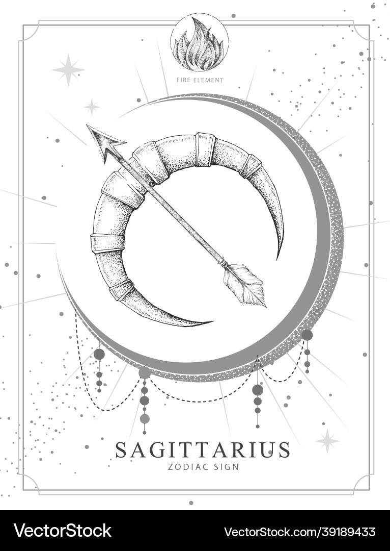 Card with astrology sagittarius sign Royalty Free Vector