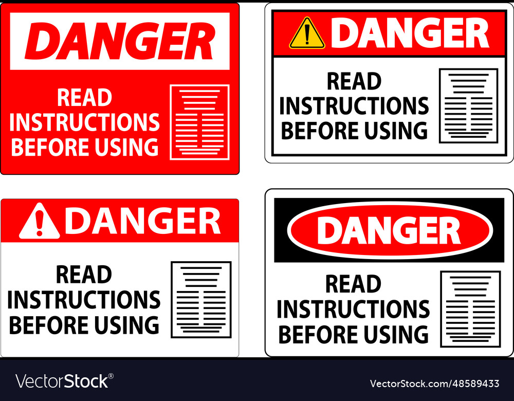 Danger machine sign read instructions before using
