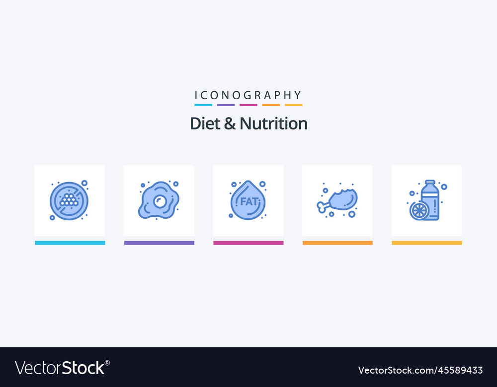 Diet and nutrition blue 5 icon pack including Vector Image