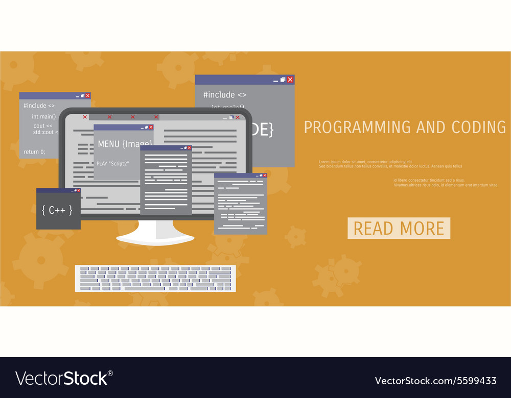 Flat concept of programming and coding Royalty Free Vector