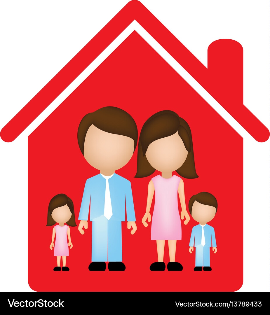 Red family together icon Royalty Free Vector Image