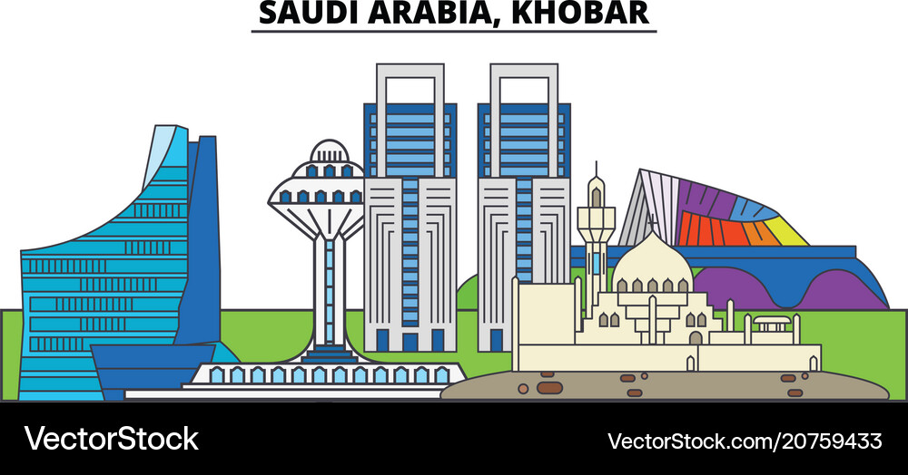 Saudi arabia khobar city skyline architecture Vector Image