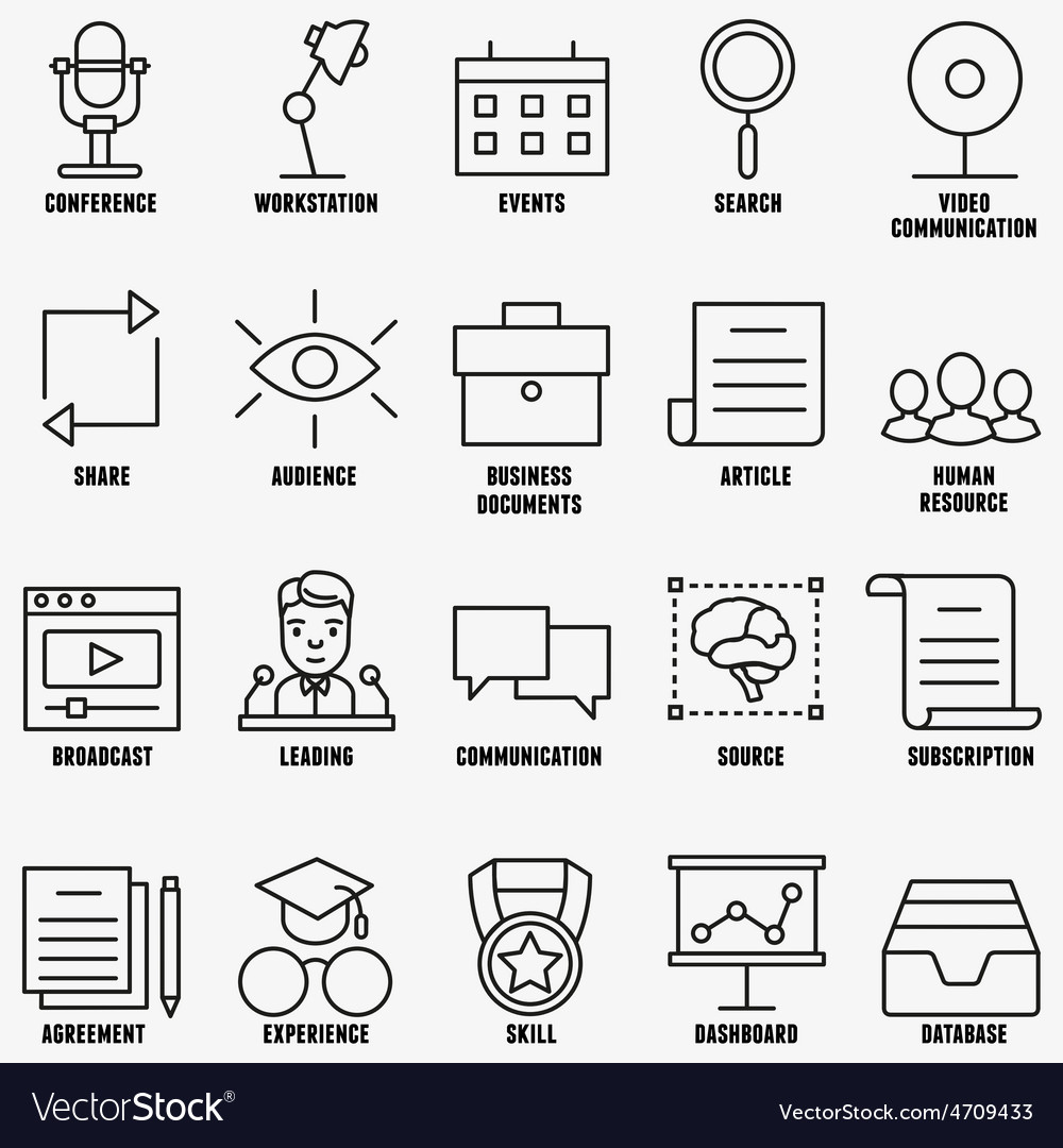 Set linear business education icons - part 1 Vector Image Set linear business education icons - part 1 Vector Image