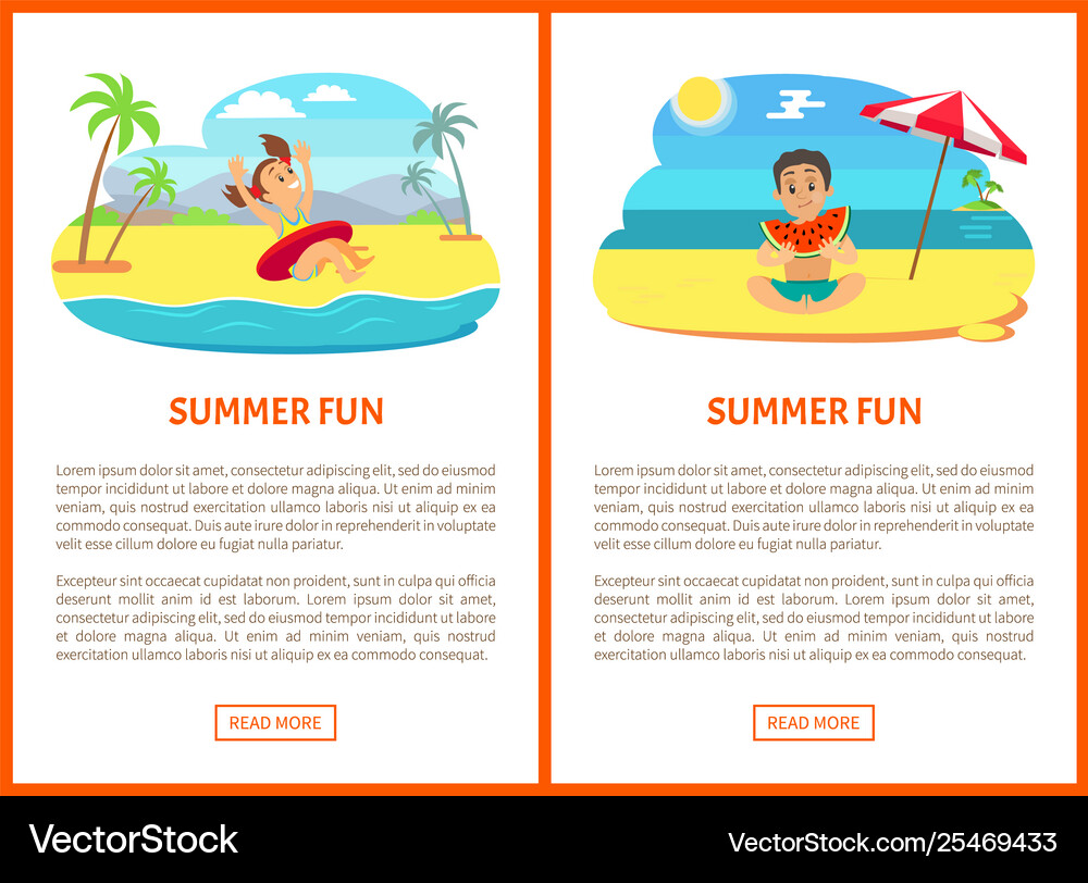 Summer fun poster swimming and eating Royalty Free Vector