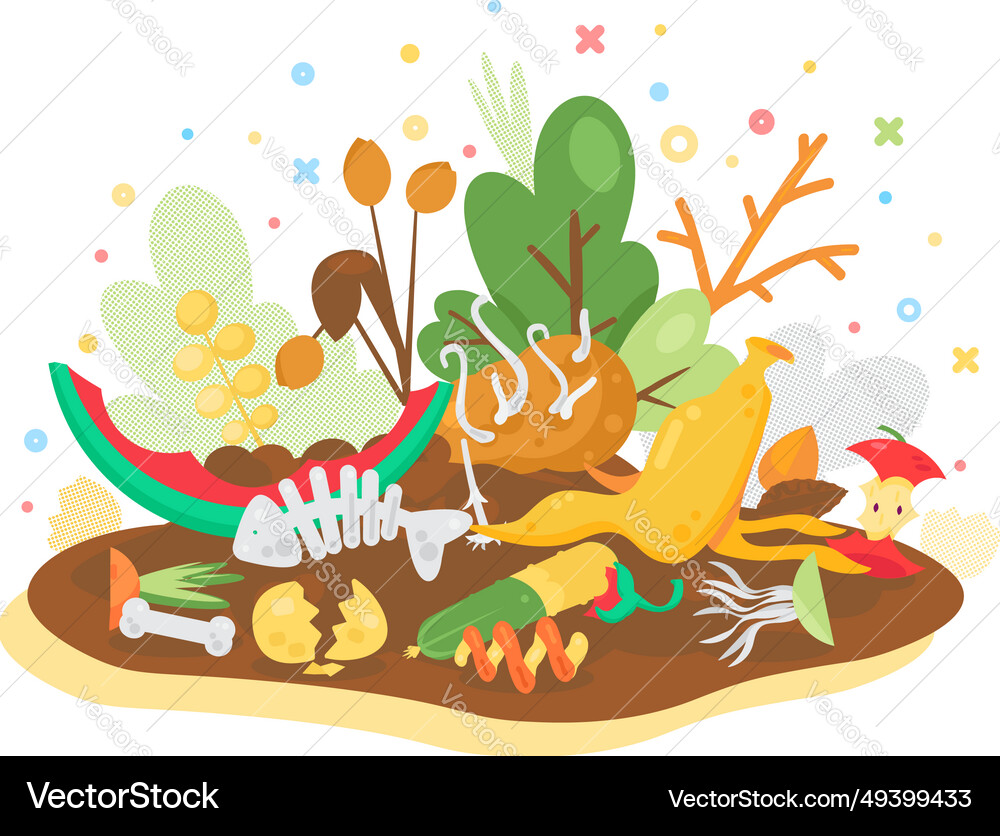 Unwanted garbage heap with organic waste Vector Image