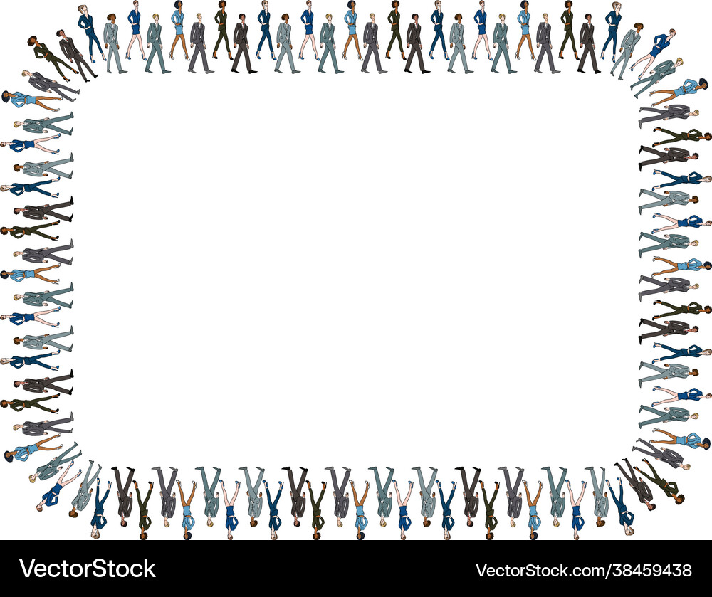 Border from sketches striding young people Vector Image