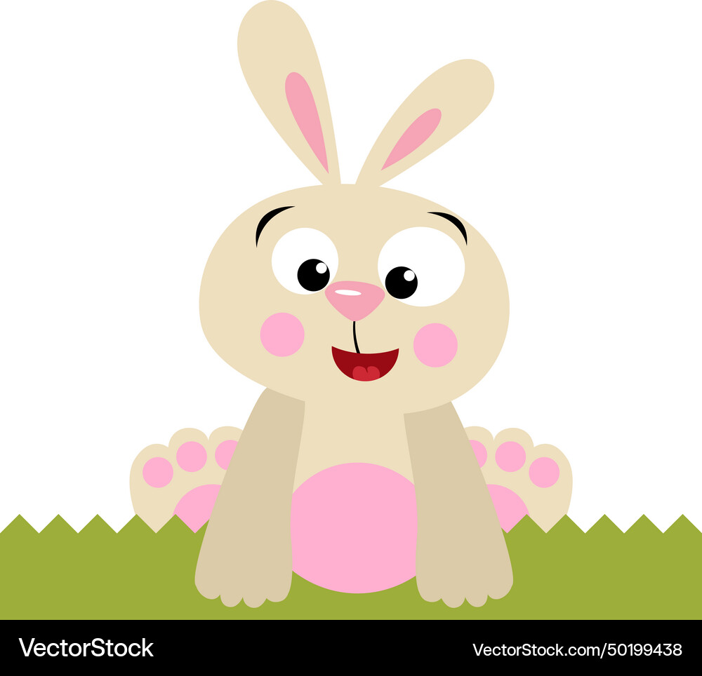 Cute rabbit sitting on garden Royalty Free Vector Image