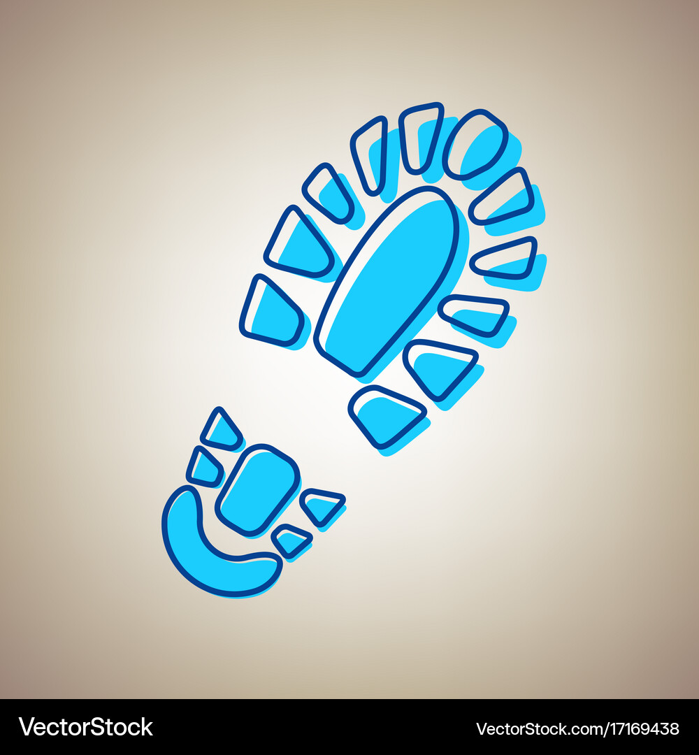 Footprint boot sign sky blue icon Royalty Free Vector Image