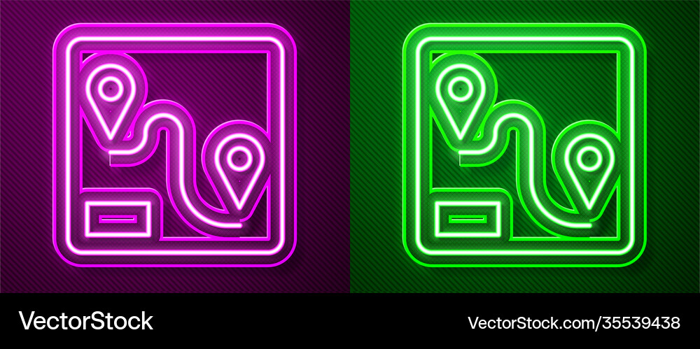 Glowing neon line route location icon isolated Vector Image