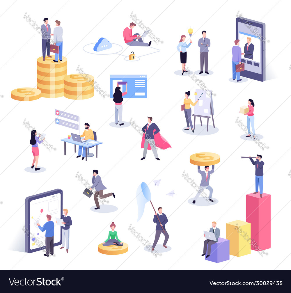 Isometric office workers Royalty Free Vector Image