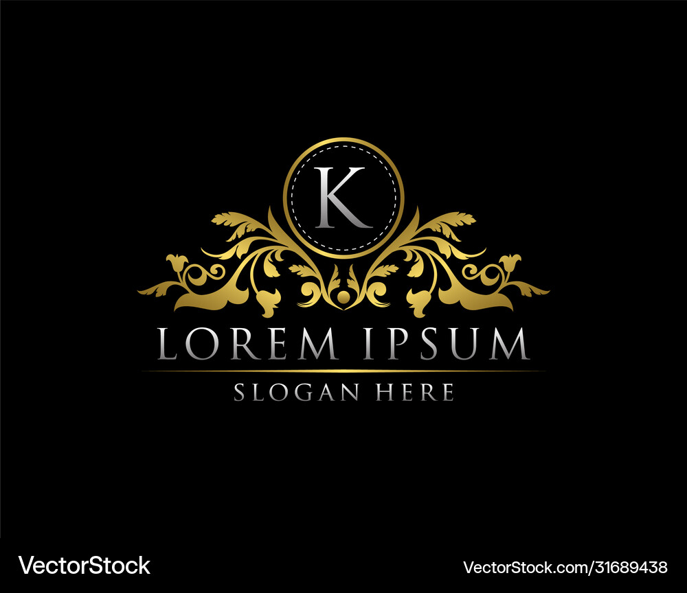 Luxury gold k letterlogo template Royalty Free Vector Image