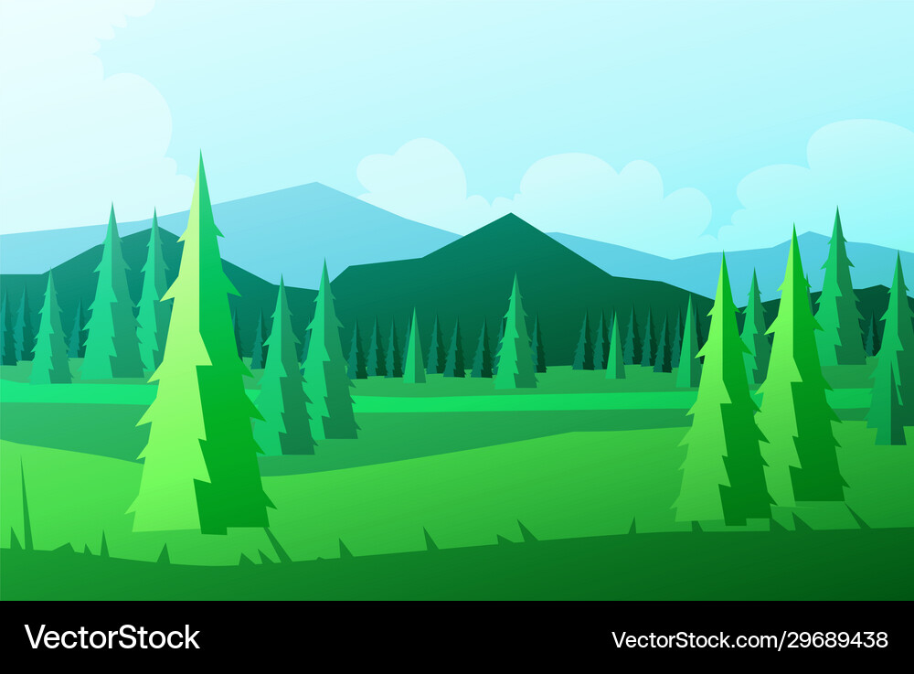 Natural pine forest mountains horizon hills Vector Image