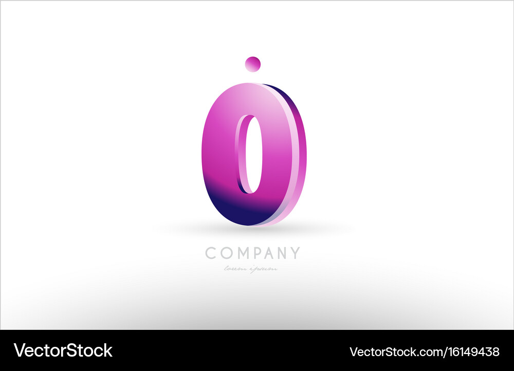 Number 0 zero black white pink logo icon design Vector Image