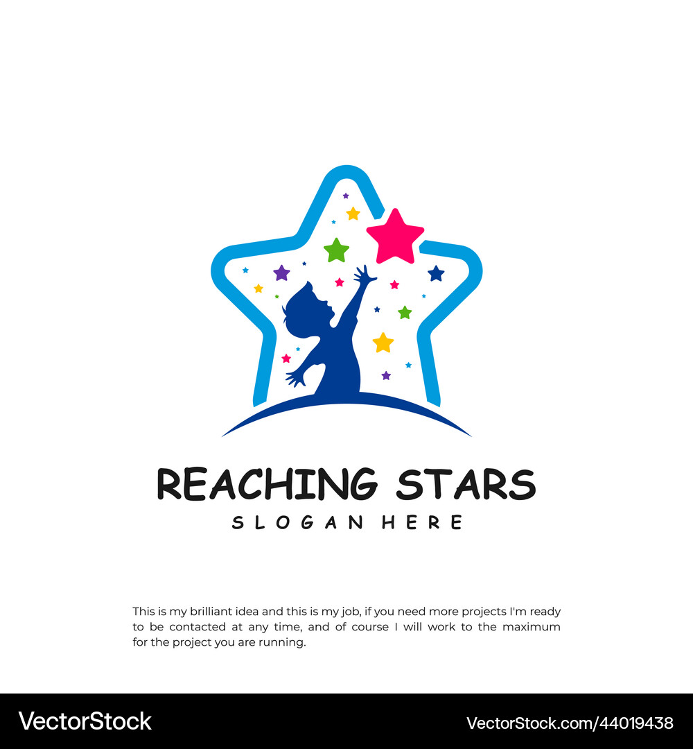 Reaching stars logo design template dream star Vector Image
