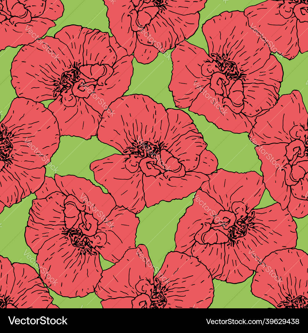 Seamless pattern made of red poppy Royalty Free Vector Image