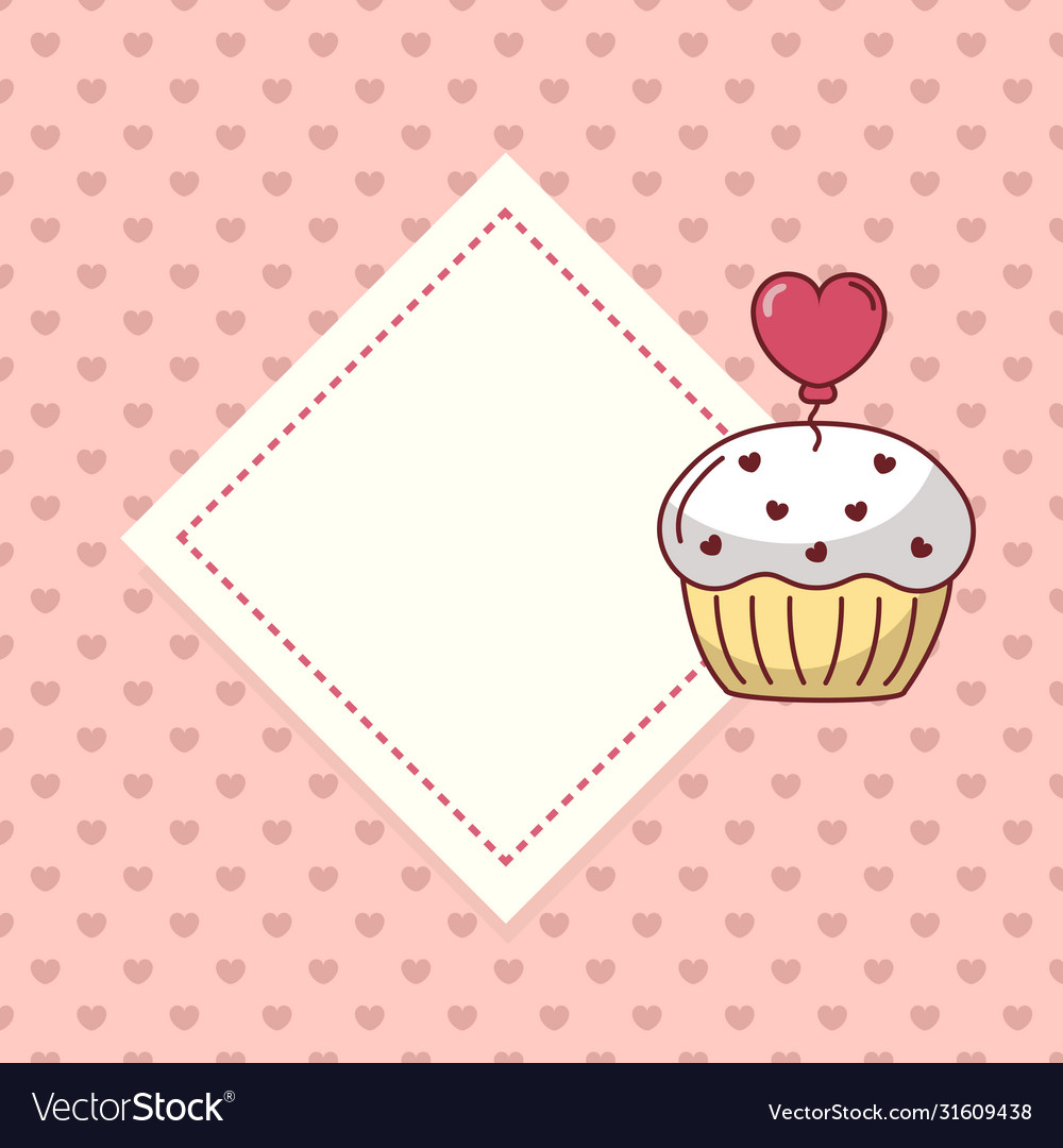 Valentines day heart balloon over muffin Vector Image