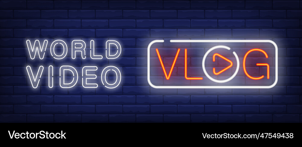 World video on vlog neon sign Royalty Free Vector Image