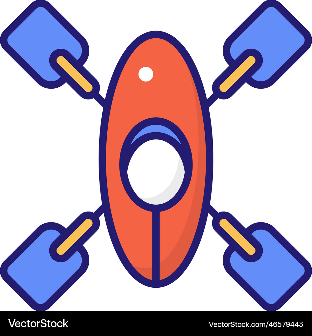 Canoe fill outline icon style Royalty Free Vector Image