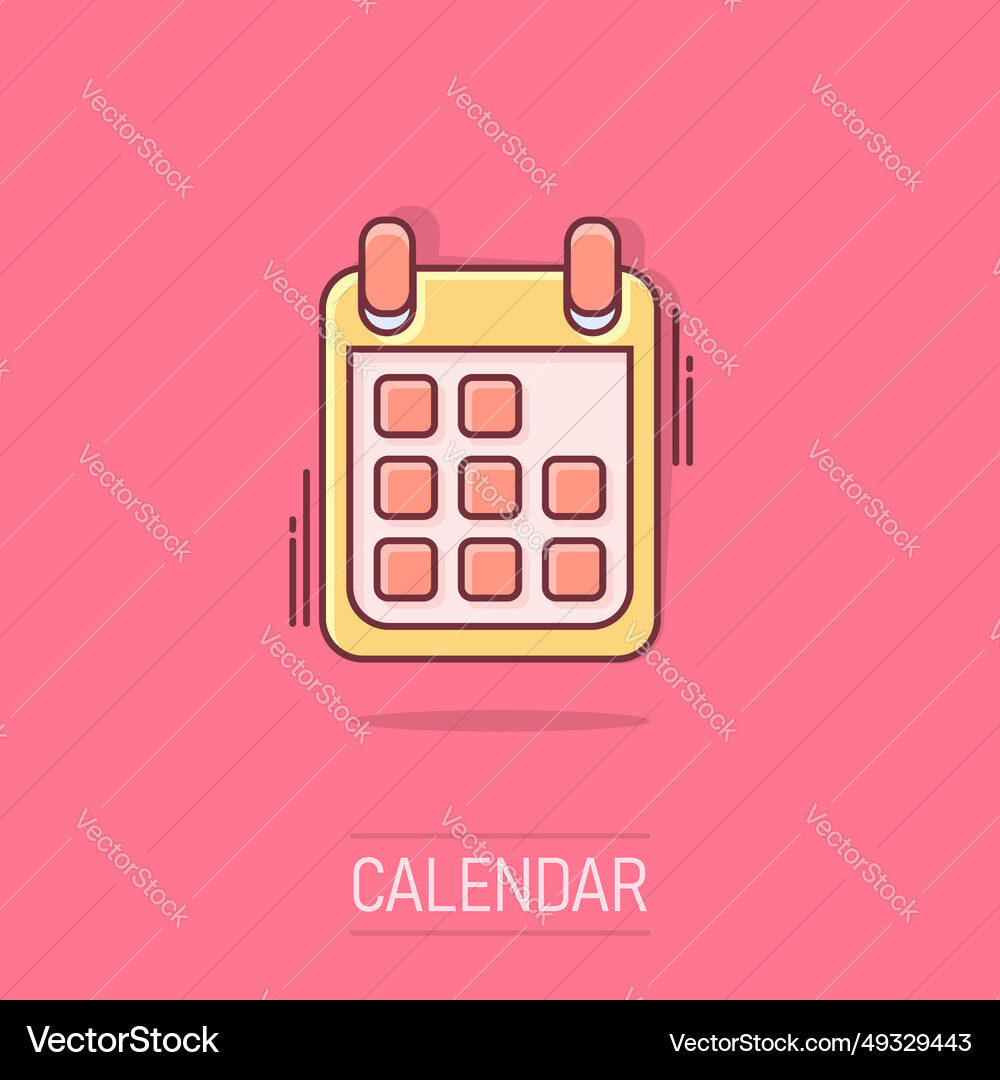 Cartoon calendar icon in comic style Royalty Free Vector
