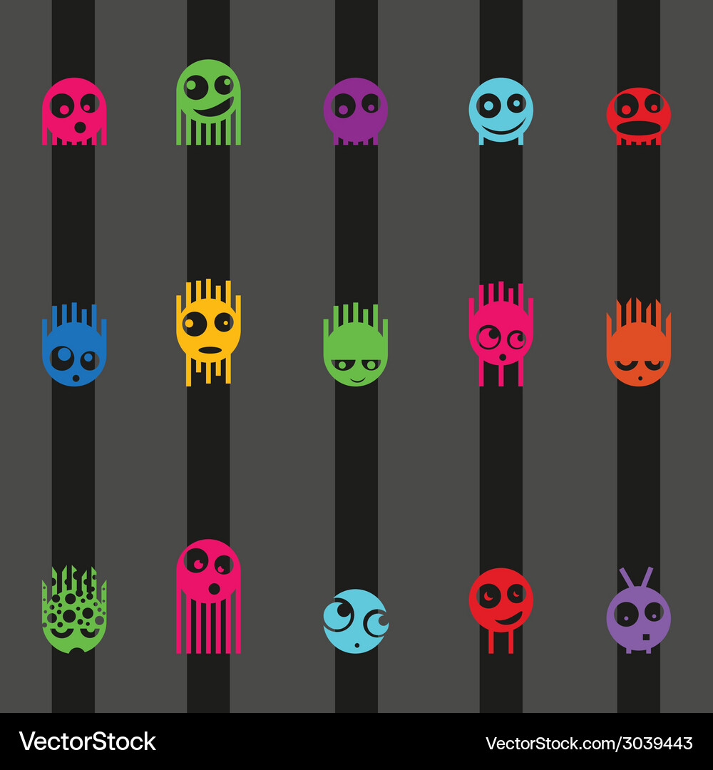 Cartoon cute monsters and stripes seamless pattern