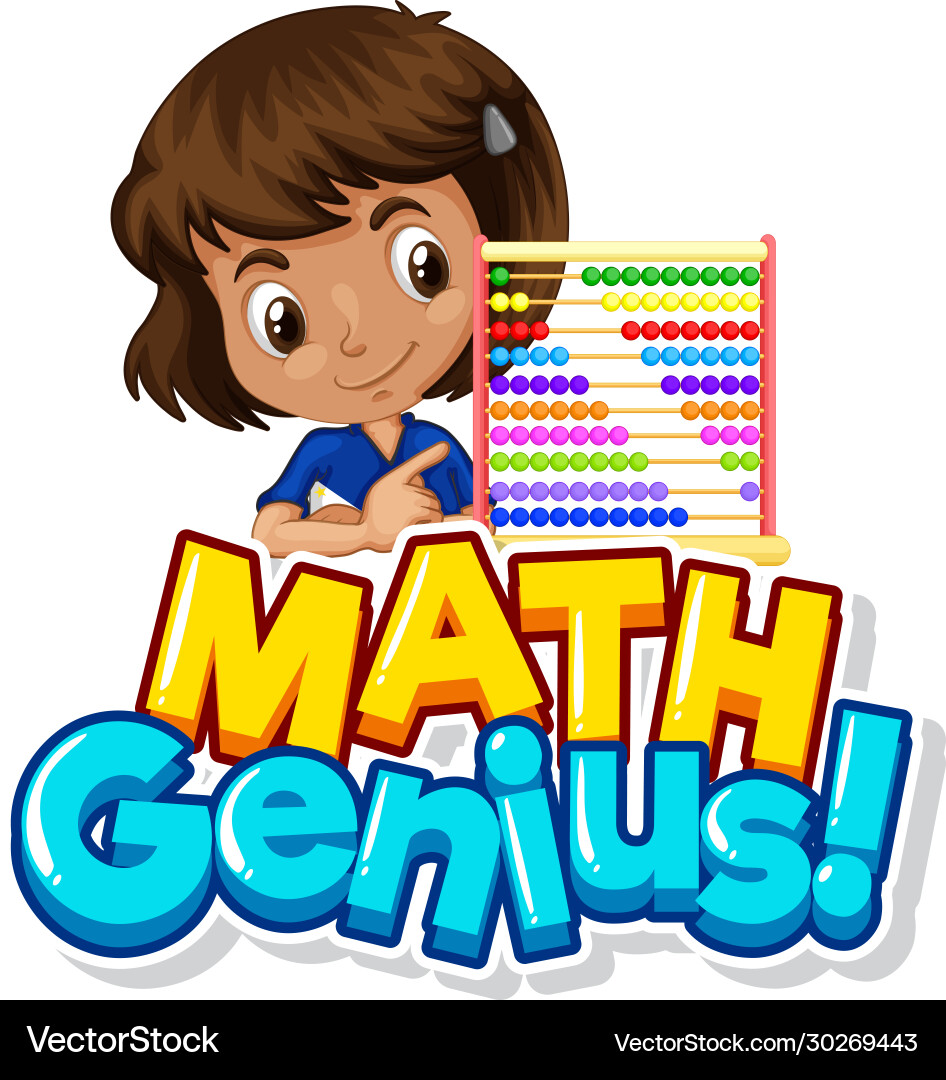 Font design for math genius with girl and Vector Image