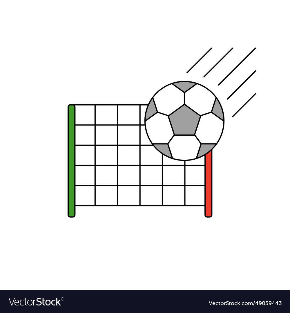 Football ball and goal colored clipart Royalty Free Vector